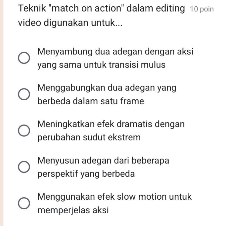Teknik "match on action" dalam editing video | StudyX