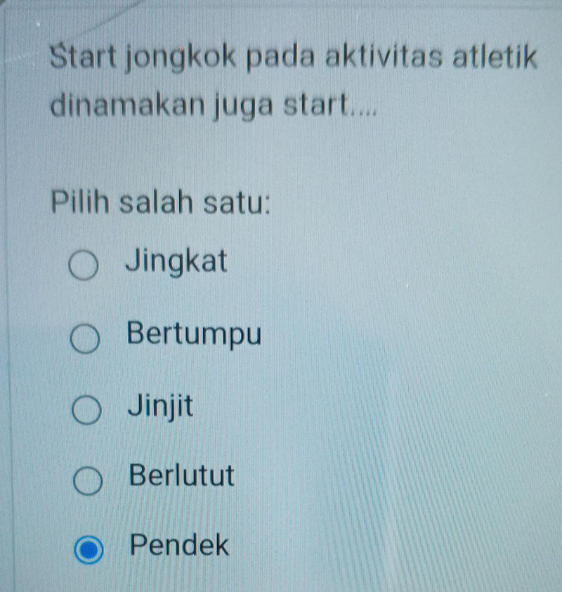 Start jongkok pada aktivitas atletik | StudyX