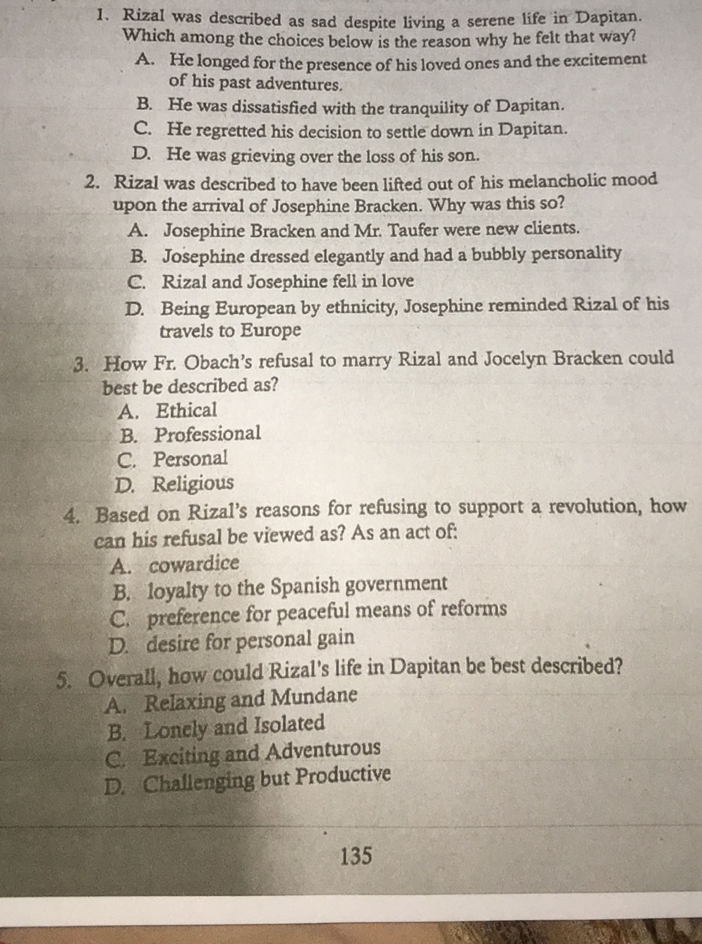 1. Rizal was described as sad despite living | StudyX