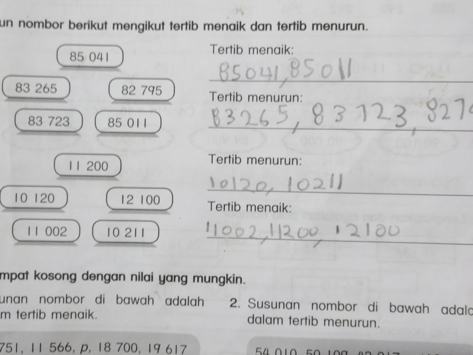 un nombor berikut mengikut tertib menaik dan | StudyX