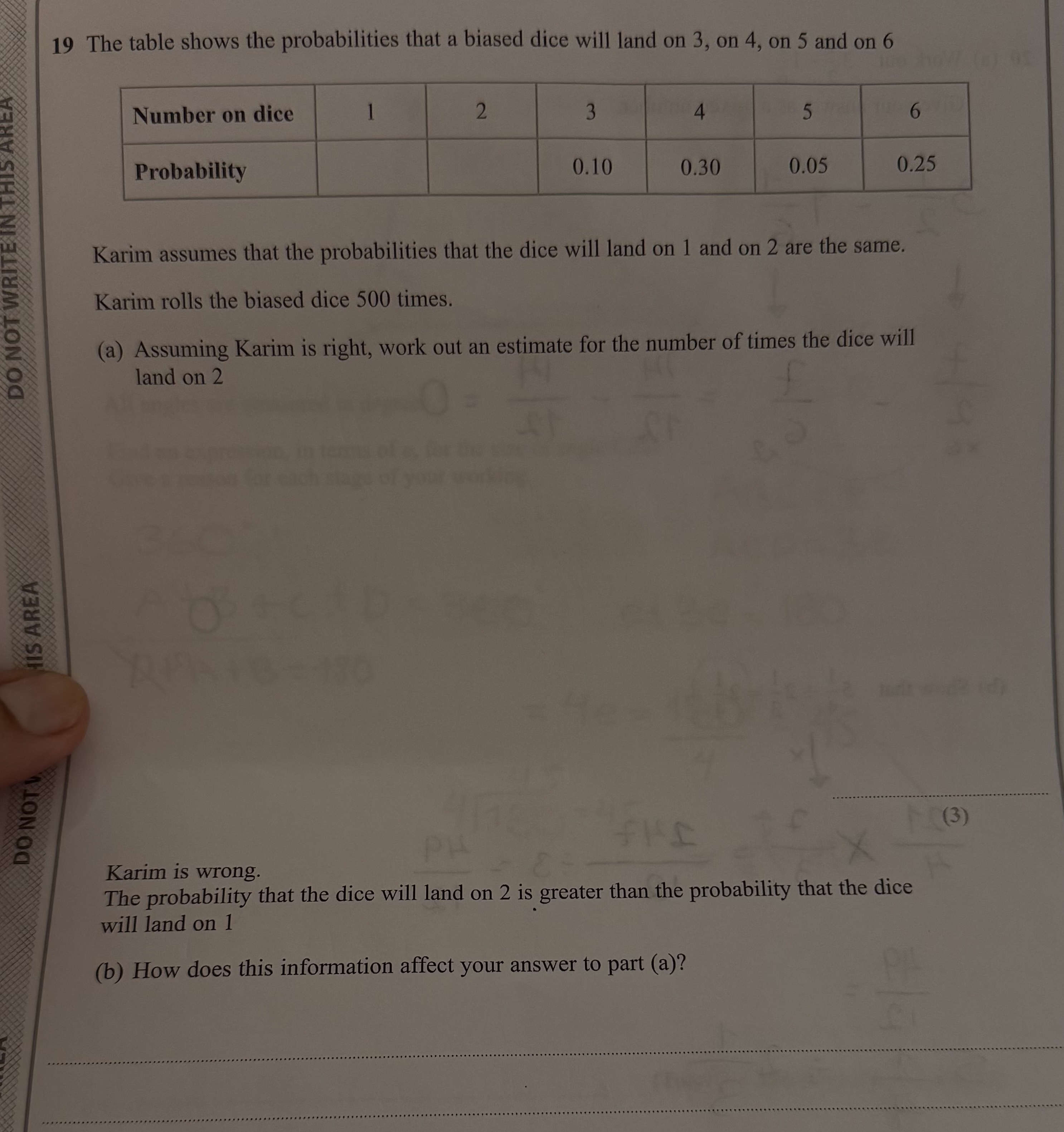 19 The table shows the probabilities that a | StudyX