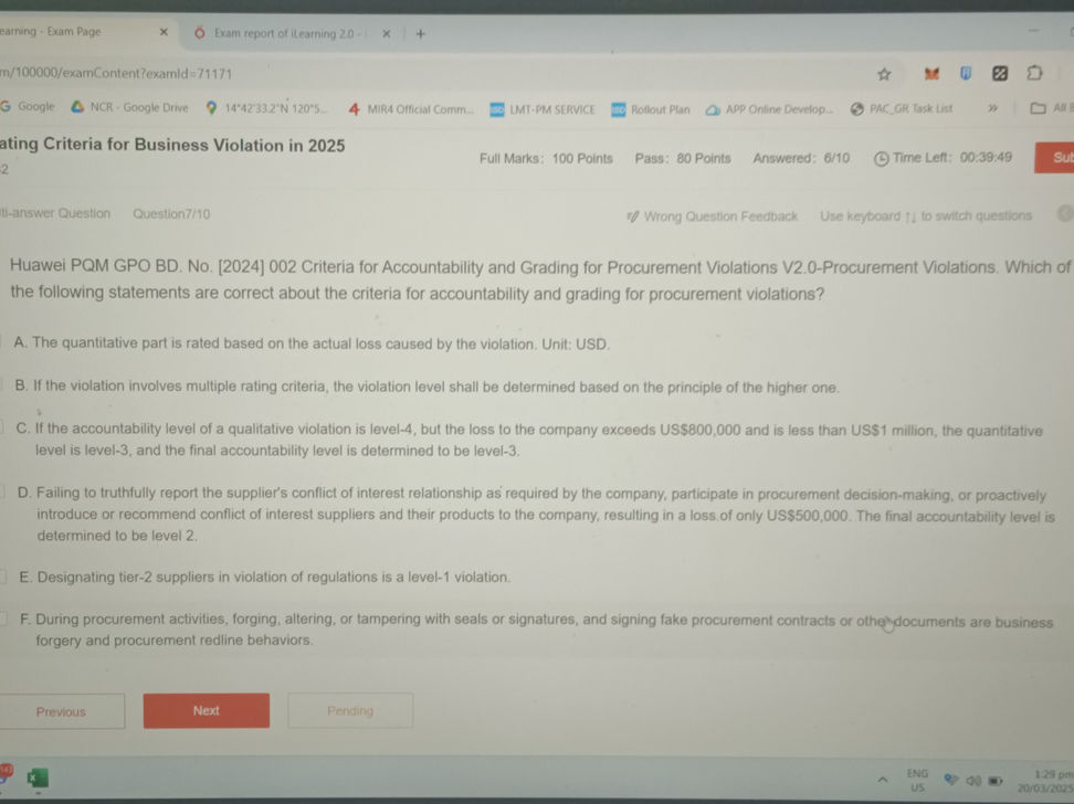 Huawei PQM GPO BD. No. [2024] 002 Criteria | StudyX