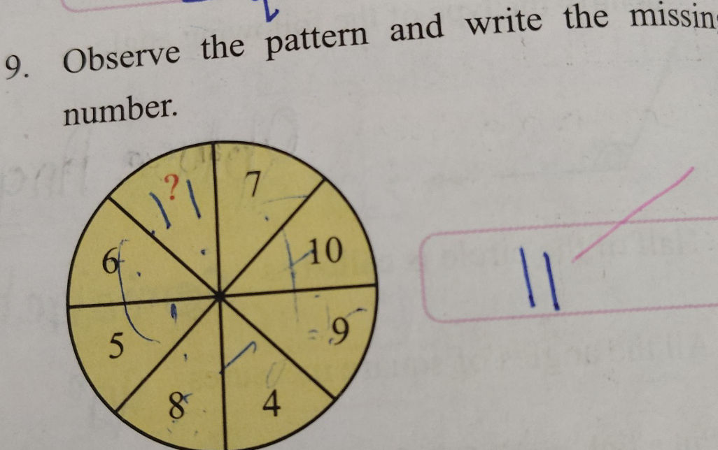 9. Observe the pattern and write the missing | StudyX