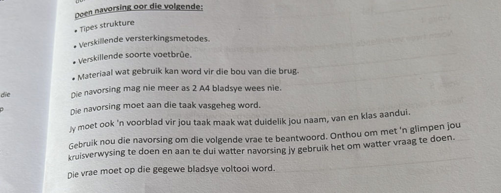 Doen navorsing oor die volgende: • Tipes