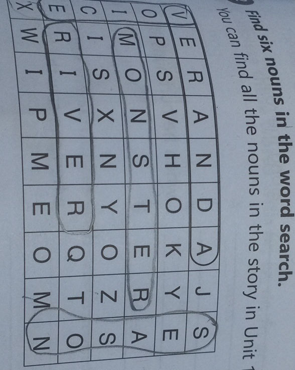 Find six nouns in the word search. You can | StudyX