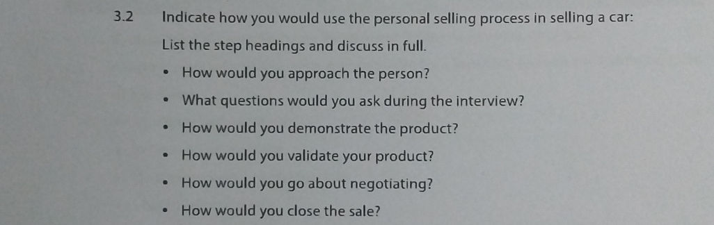 3.2 Indicate how you would use the personal | StudyX