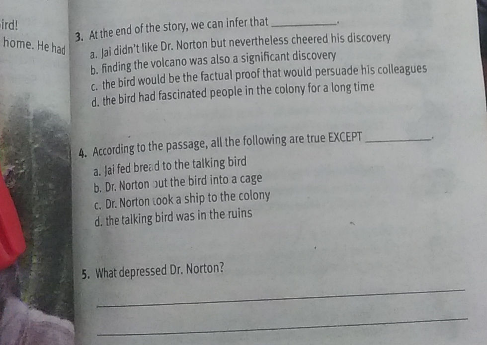 3. At the end of the story, we can infer | StudyX