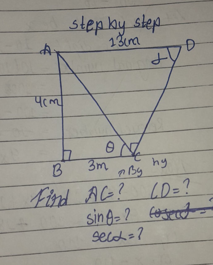 Find $AC = ?$ $CD = ?$ $ $sin = ?$ $sec = | StudyX