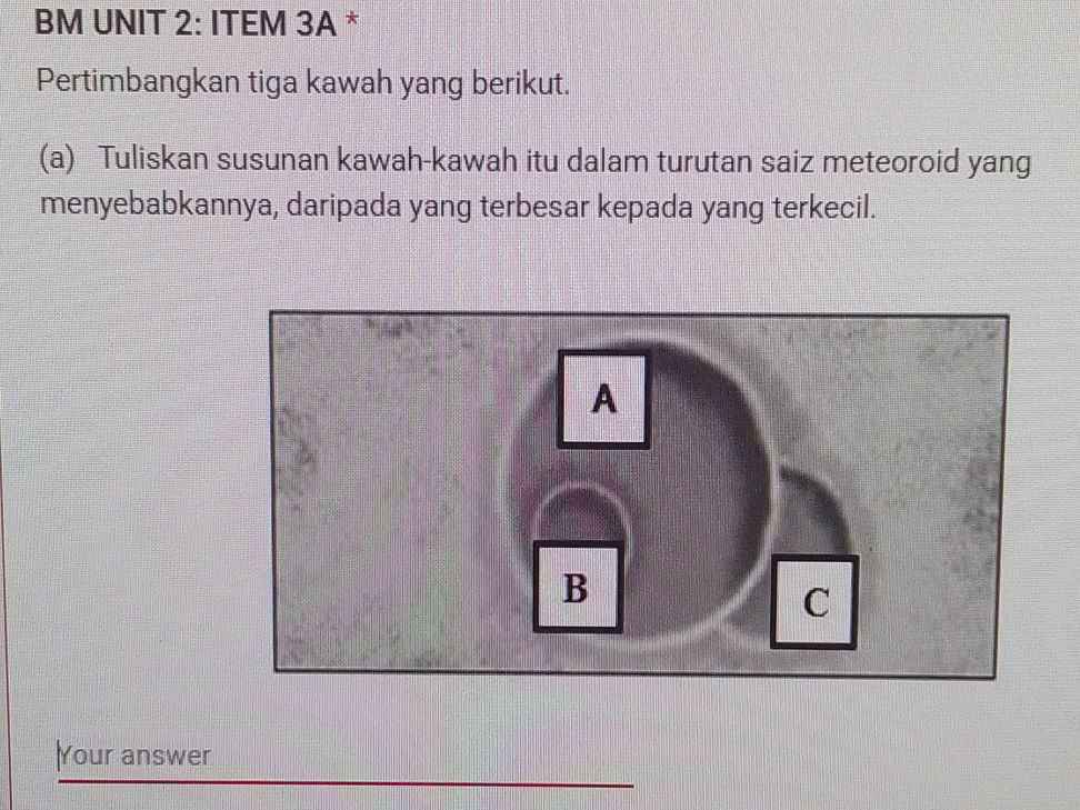 (a) Tuliskan susunan kawah-kawah itu dalam | StudyX