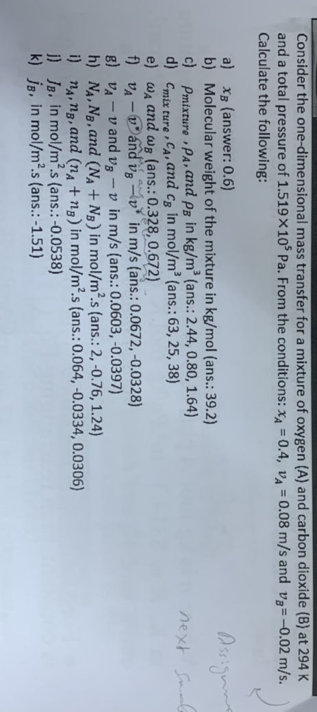 Consider the one-dimensional mass transfer | StudyX