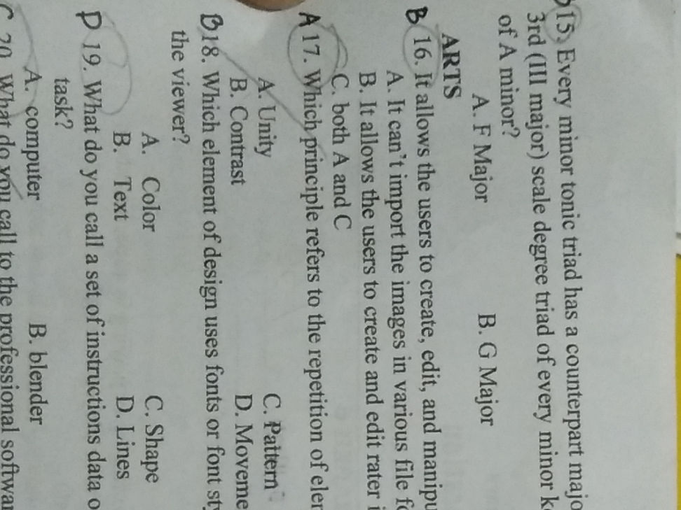 15. Every minor tonic triad has a | StudyX