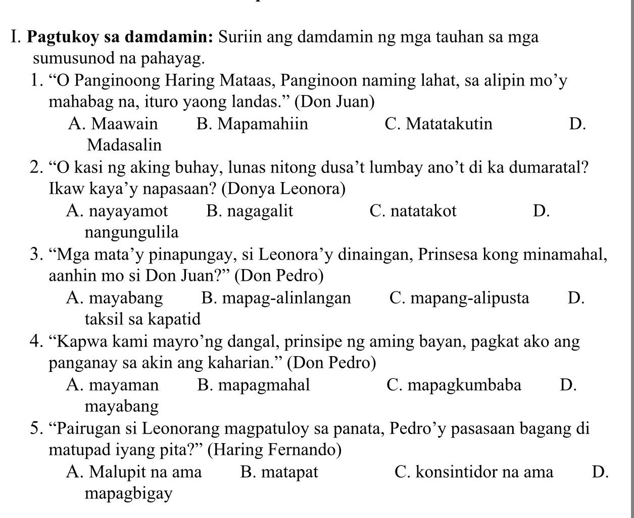I. Pagtukoy sa damdamin: Suriin ang damdamin | StudyX