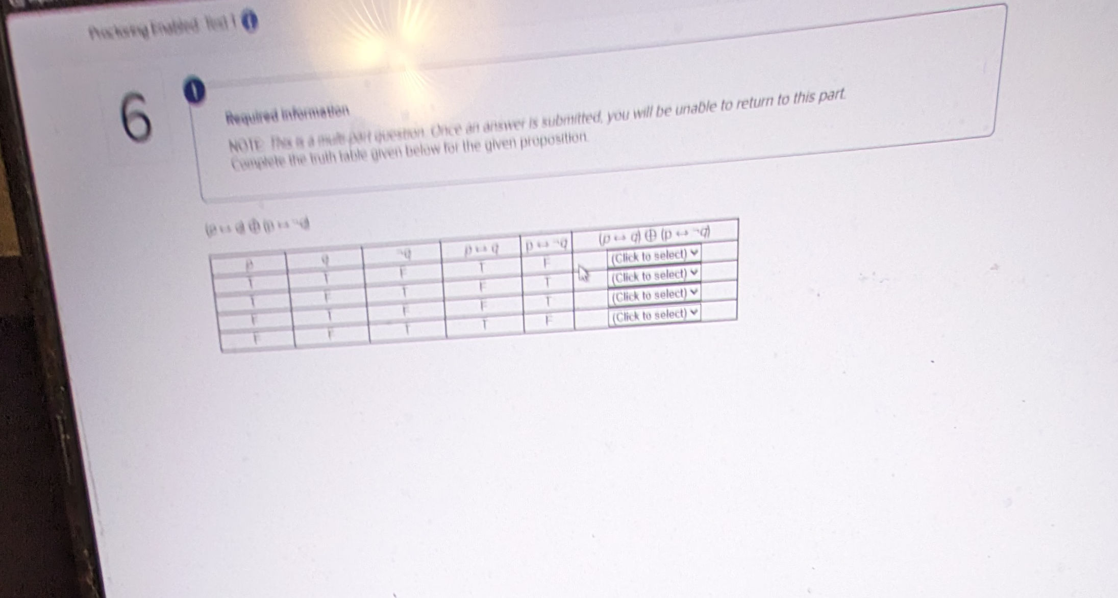 Complete the truth table given below for the | StudyX