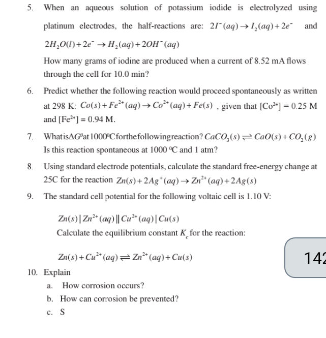 5. When an aqueous solution of potassium | StudyX