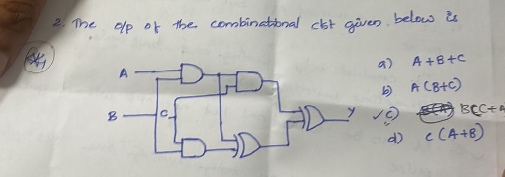 2. The o/p of the combinational ckt given | StudyX
