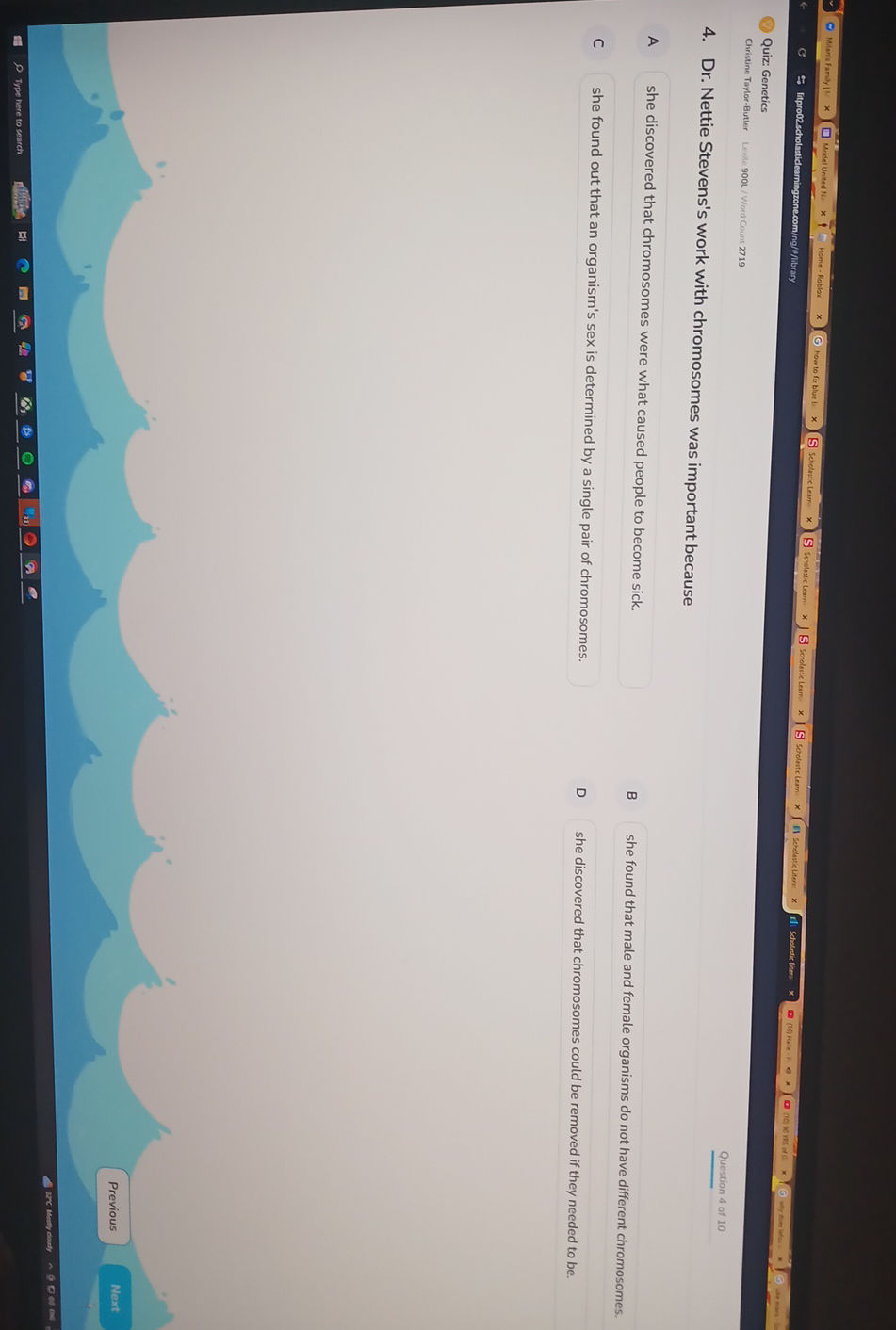 4. Dr. Nettie Stevens's work with | StudyX