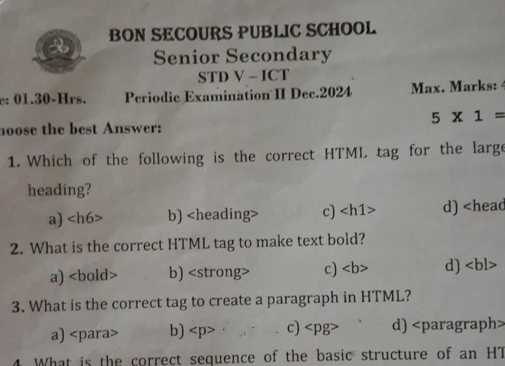 1. Which of the following is the correct | StudyX