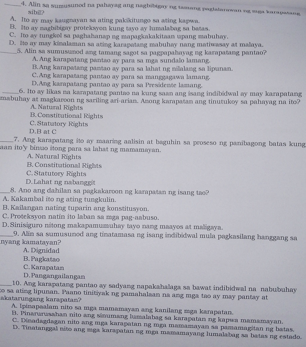 4. Alin sa sumusunod na pahayag ang | StudyX