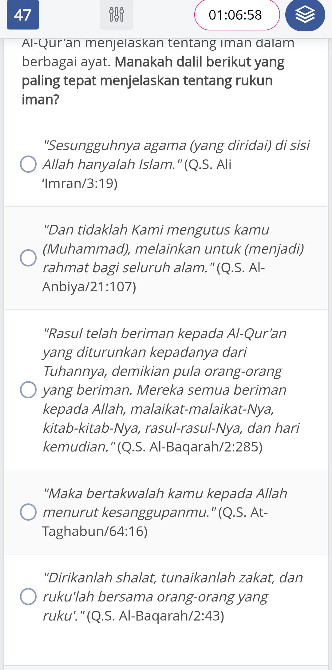 Al-Qur'an menjelaskan tentang iman dalam | StudyX