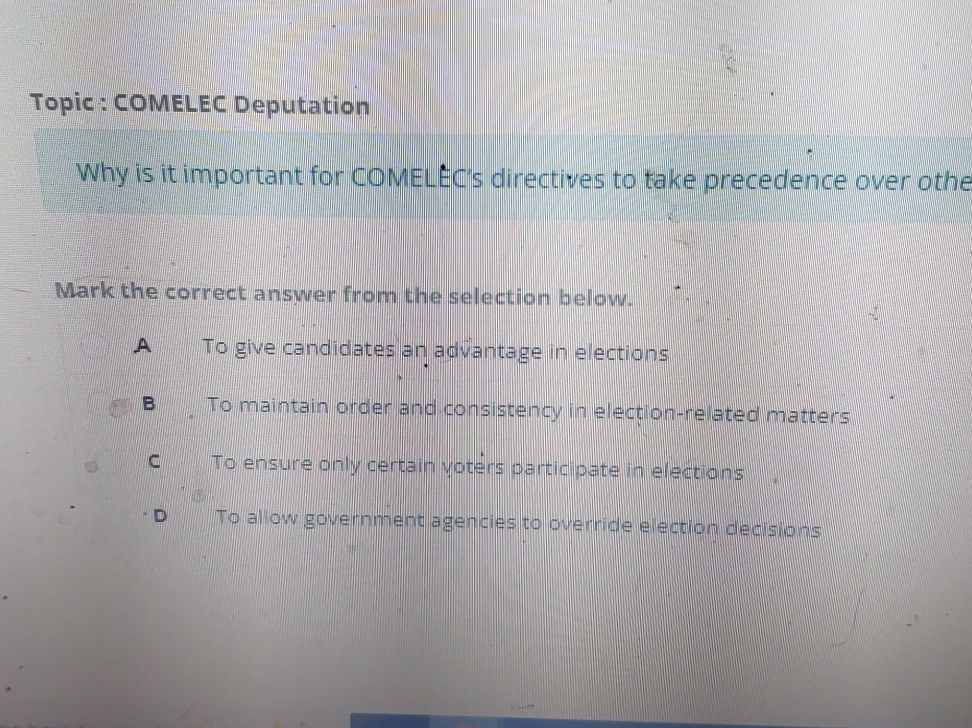 Why is it important for COMELEC's directives | StudyX