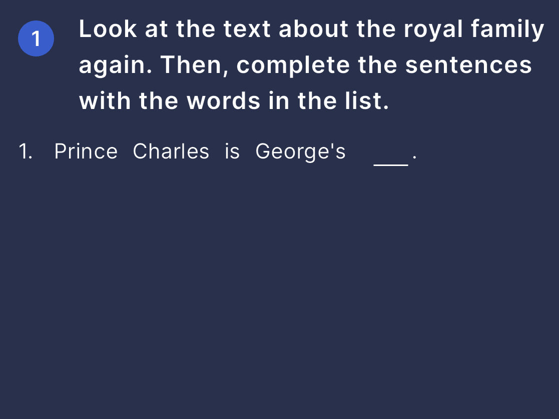 Look at the text about the royal family | StudyX