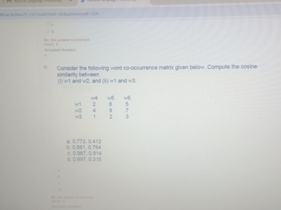 6) Consider the following word co-occurrence | StudyX