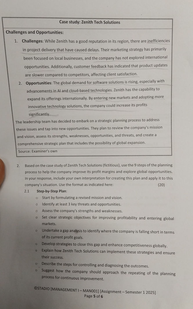 Case study: Zenith Tech Solutions | StudyX