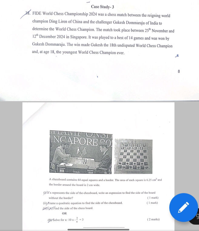 A chessboard contains 64 equal squares and a | StudyX