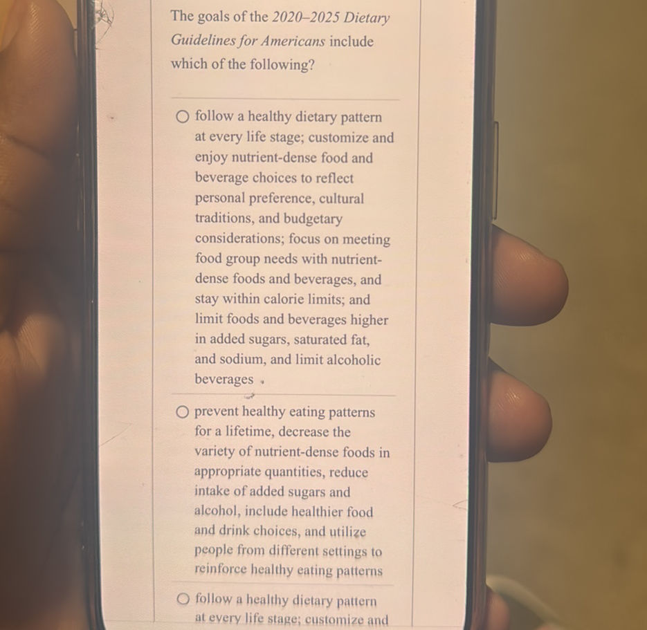 The goals of the 2020-2025 Dietary | StudyX