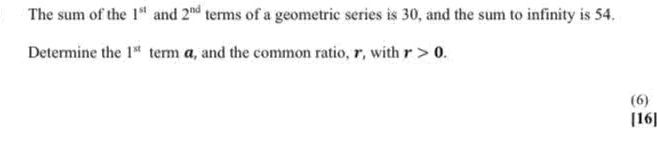The sum of the 1st and 2nd terms of a | StudyX