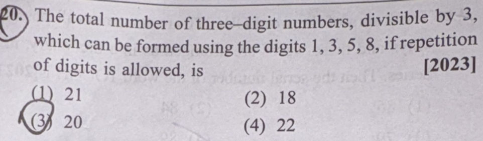 20. The total number of three-digit numbers, | StudyX