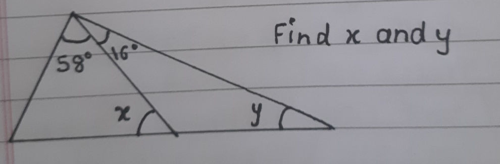 Find x and y There is a triangle with | StudyX