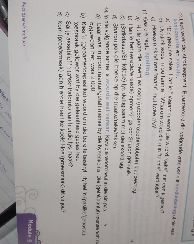 12. Lees weer die strokiesprent. Beantwoord | StudyX