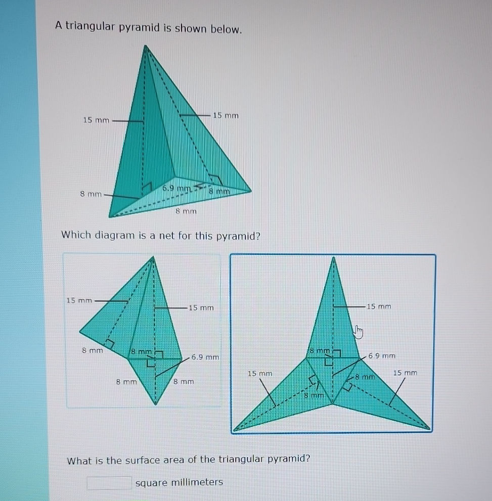 A triangular pyramid is shown below. Which