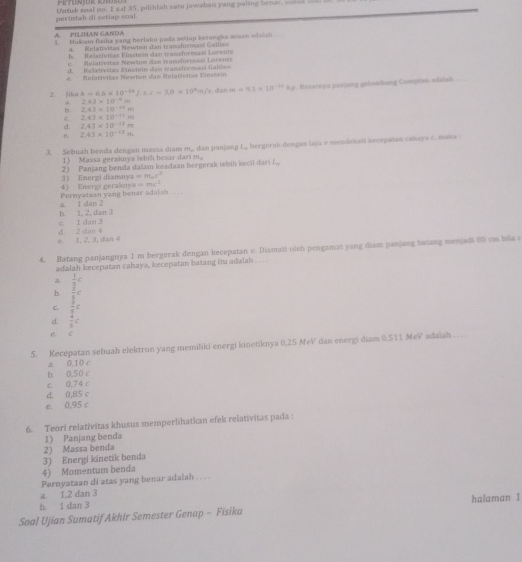 1. Hukum fisika yang berlaku pada setiap | StudyX