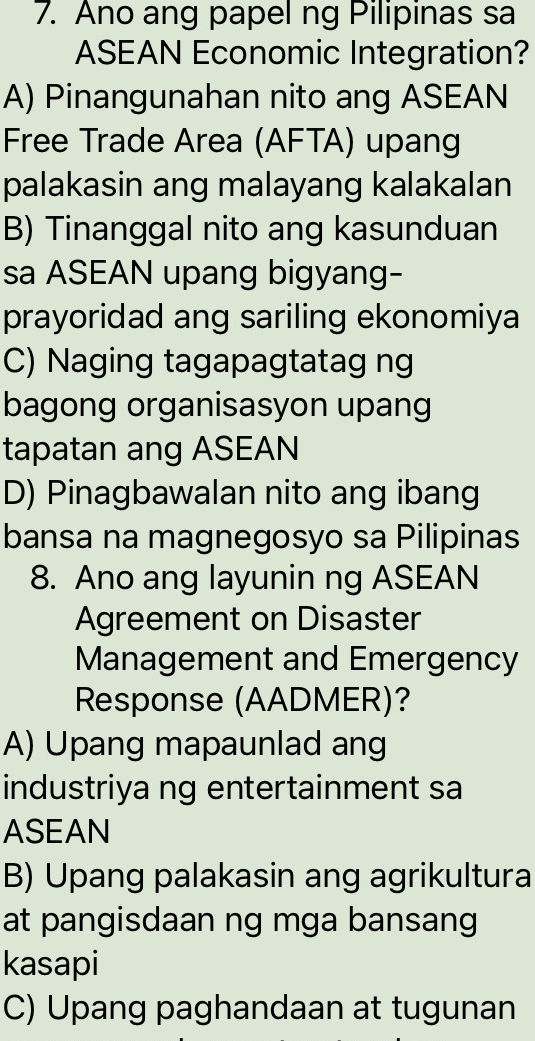 7. Ano ang papel ng Pilipinas sa ASEAN | StudyX