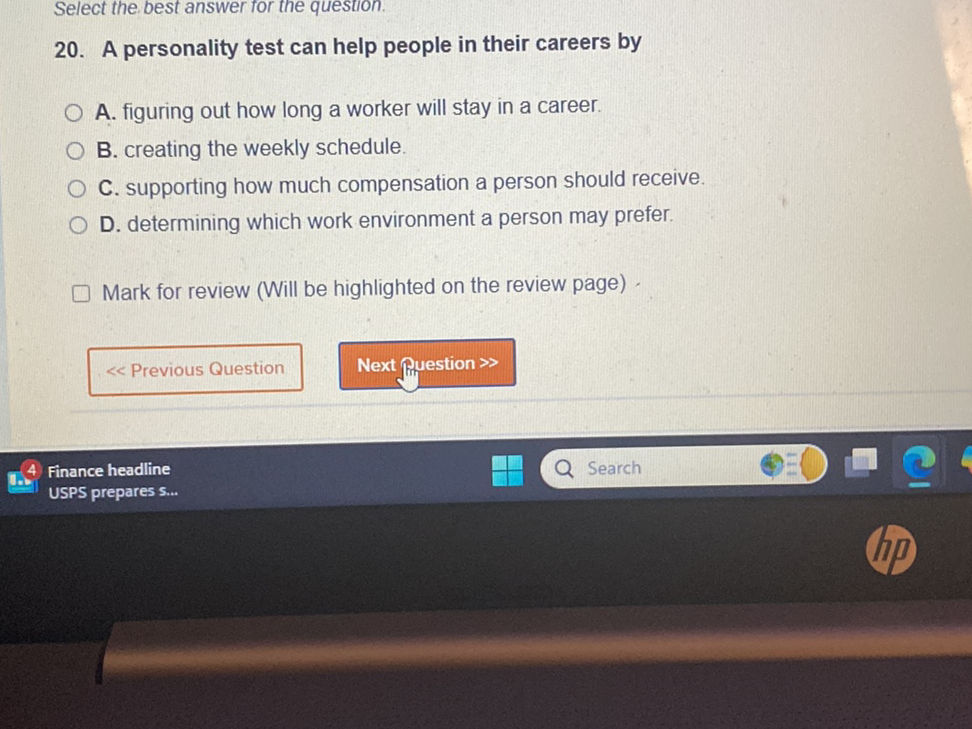 20. A personality test can help people in | StudyX