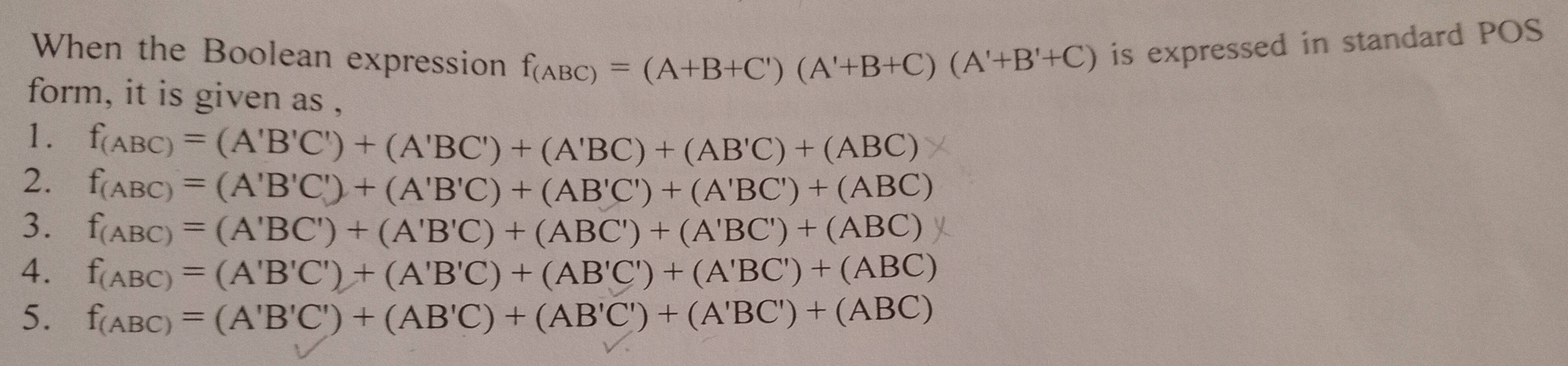 When the Boolean expression $f(ABC) = | StudyX
