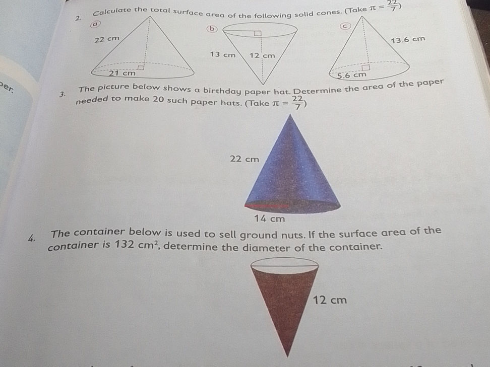 2. Calculate the total surface area of the | StudyX