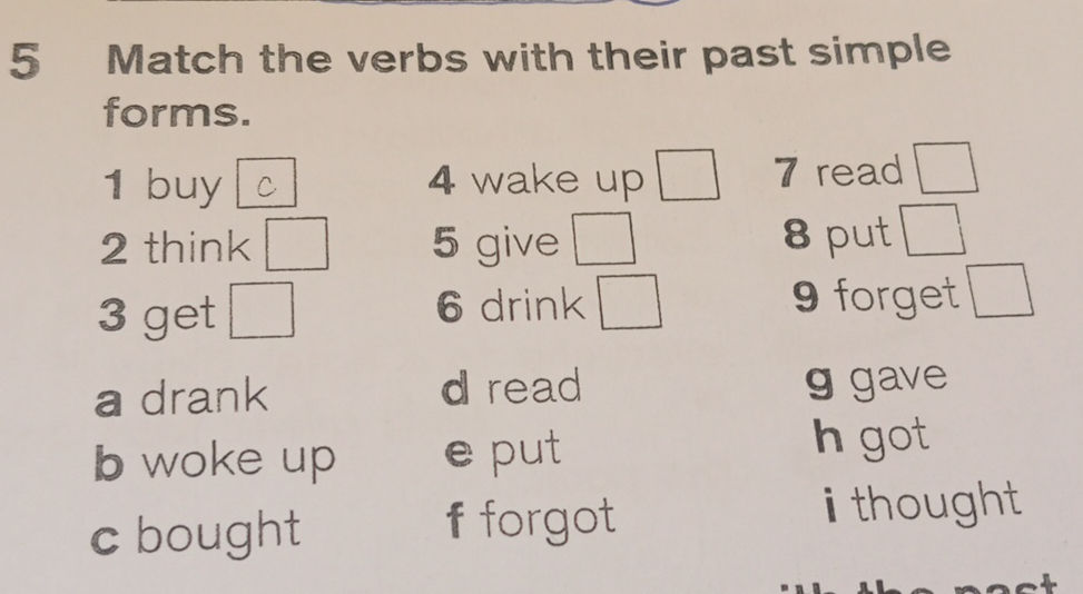 5 Match the verbs with their past simple | StudyX