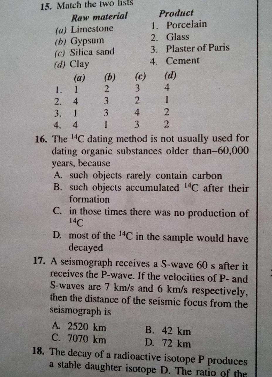 15. Match the two lists Raw material | | StudyX
