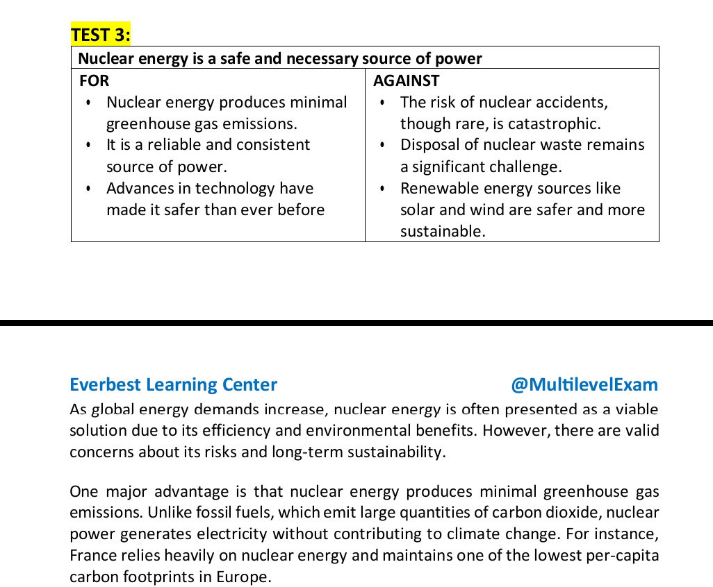 TEST 3: Nuclear energy is a safe and | StudyX