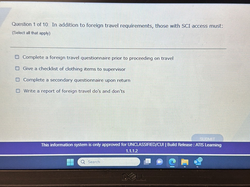 Question 1 of 10: In addition to foreign