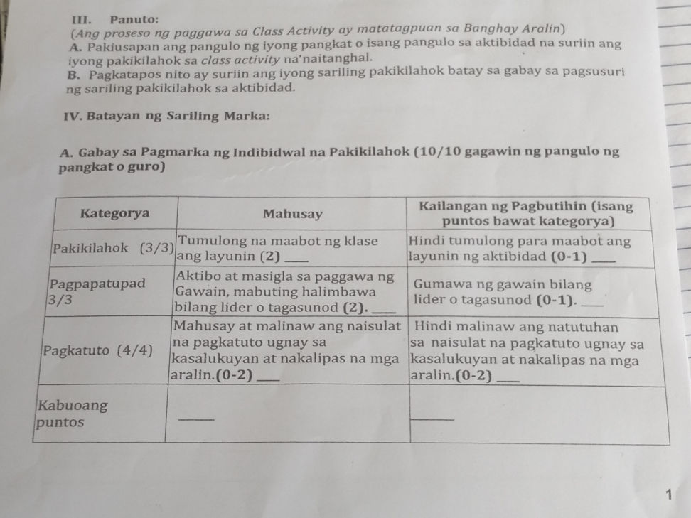III. Panuto: (Ang proseso ng paggawa sa | StudyX