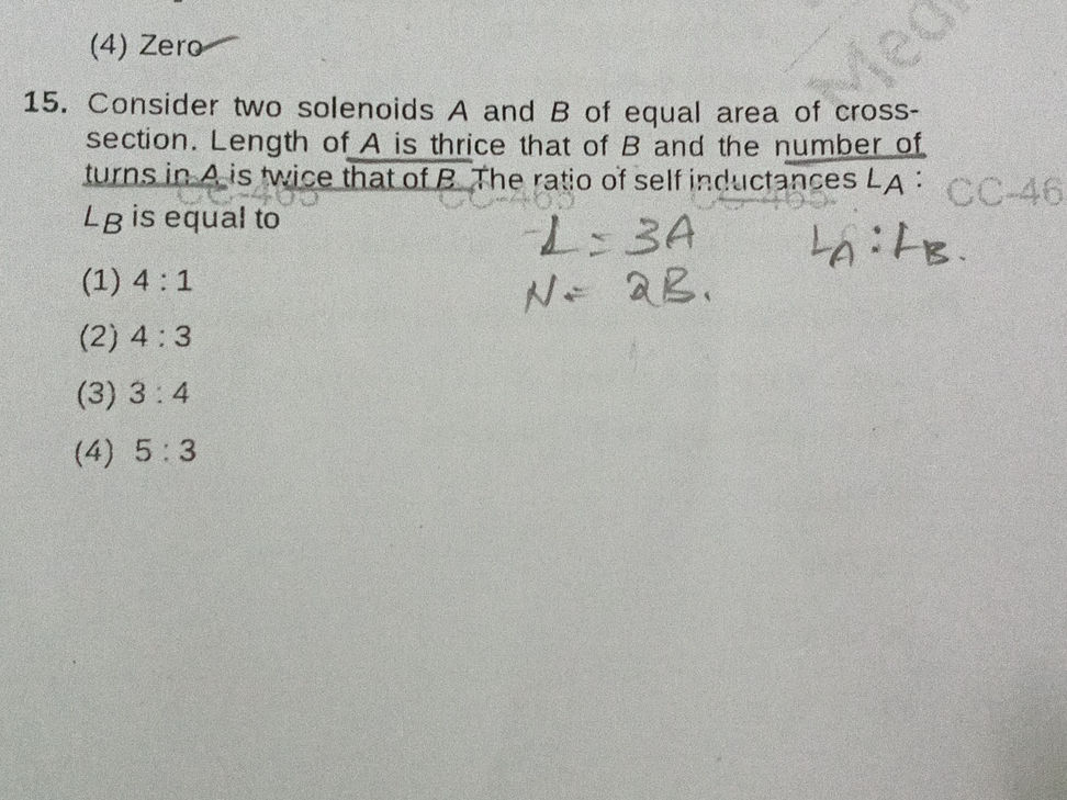 15. Consider two solenoids A and B of equal | StudyX