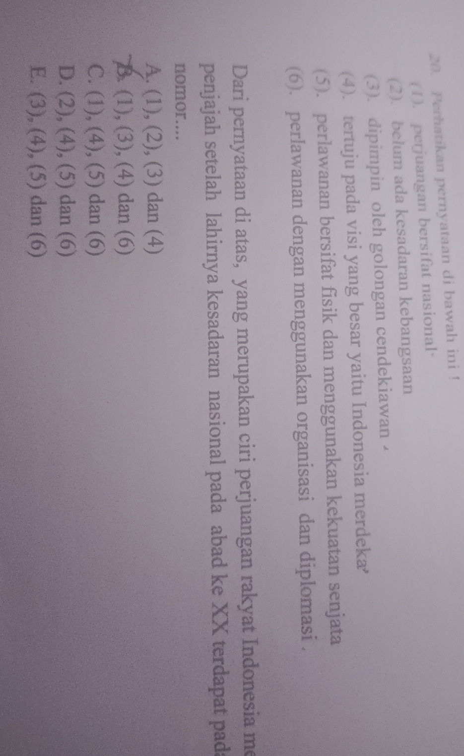 20. Perhatikan pernyataan di bawah ini ! | StudyX