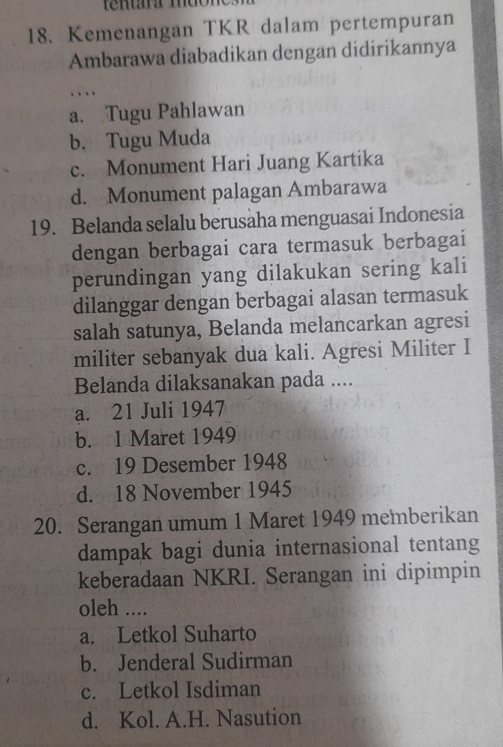 18. Kemenangan TKR dalam pertempuran | StudyX