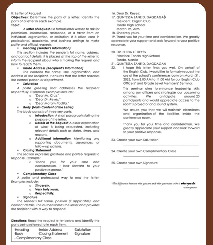 III. Letter of Request Objectives: Determine | StudyX