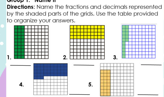 Directions: Name the fractions and decimals | StudyX