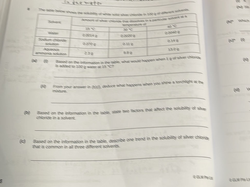 The table below shows the solubility of | StudyX